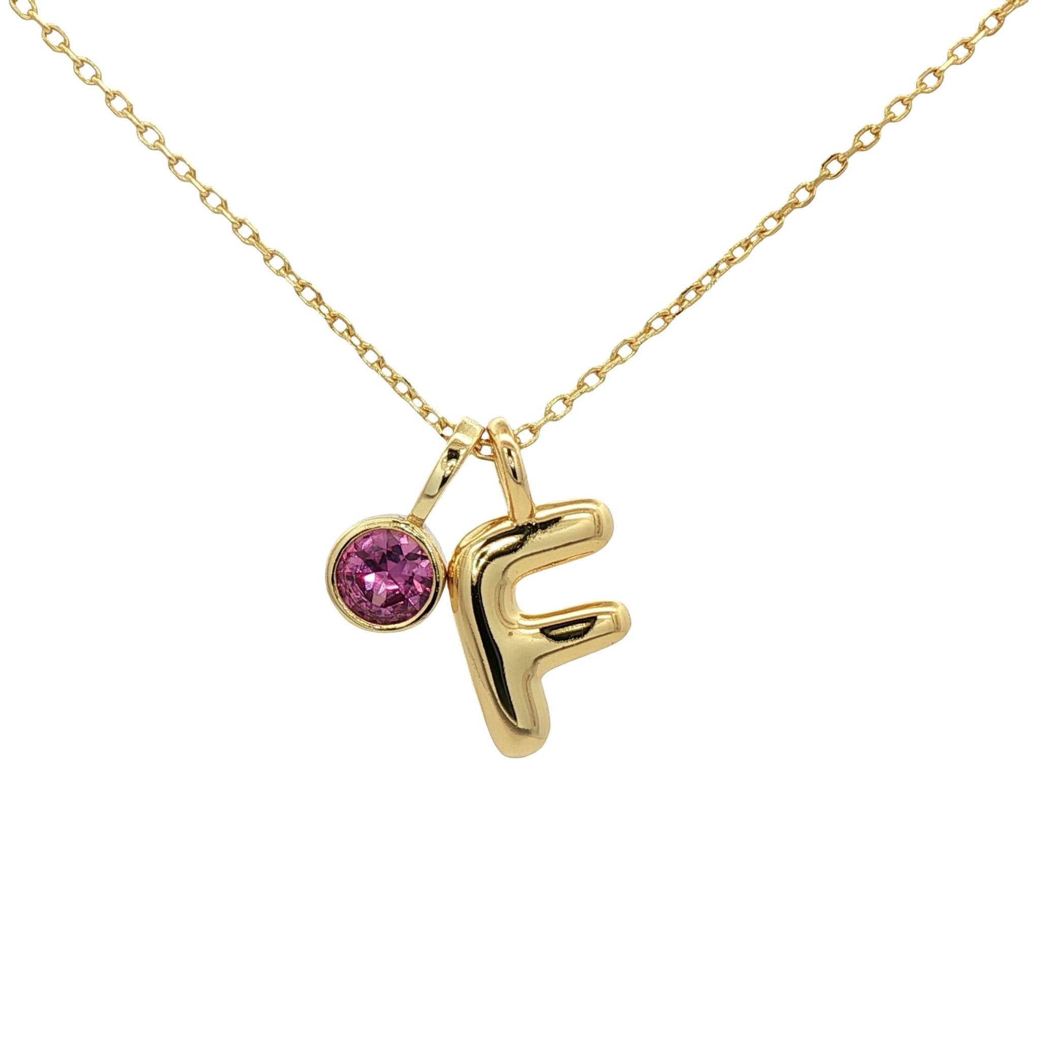 925YG INICIAL F PURPLE CZ PENDANT NECKLACE